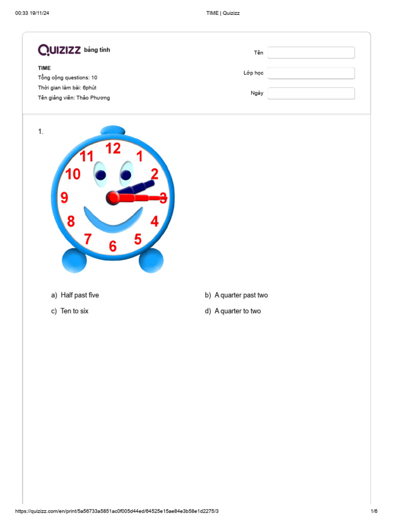 Quizizz - TIME | PDF