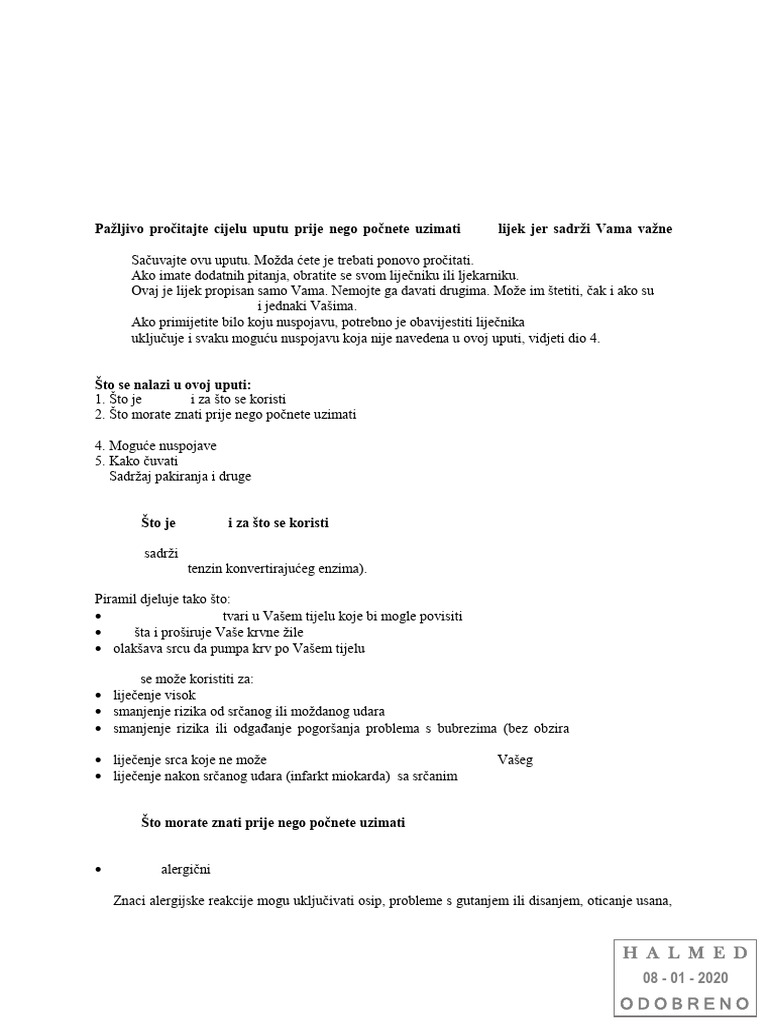 Piramil Tablete PIL | PDF