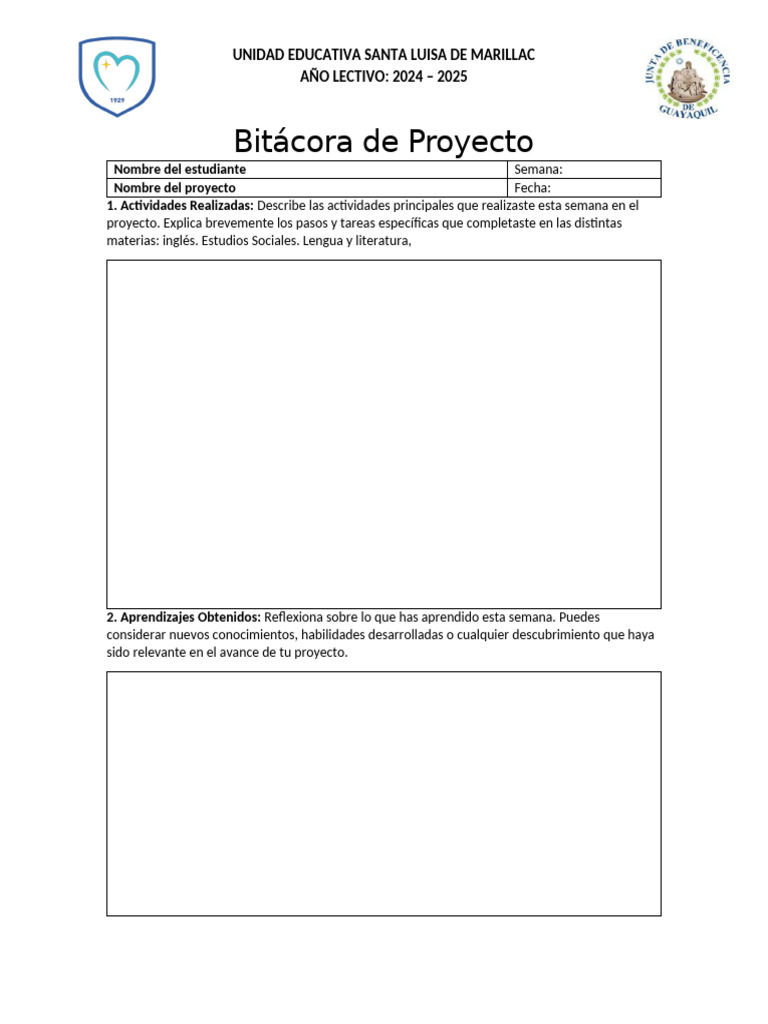 Bitácora de Proyecto Estudiantil | PDF | Crecimiento personal y profesional