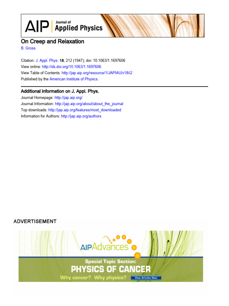 Gross 1947 | PDF | Viscoelasticity | Creep (Deformation)