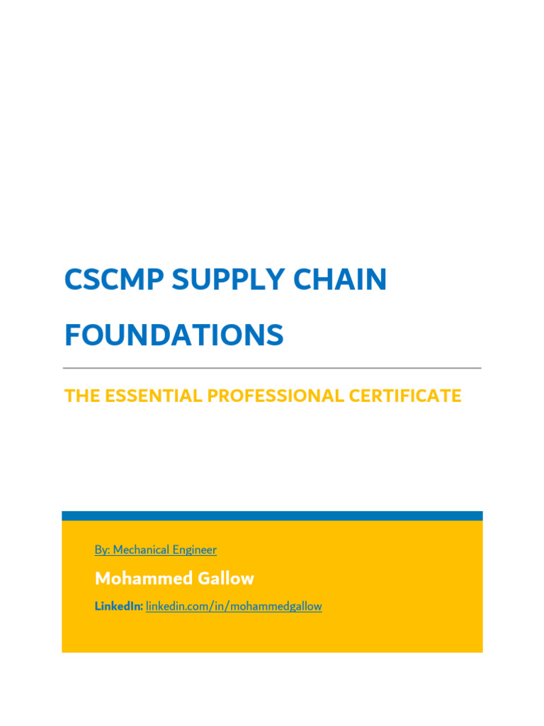 CSCMP Supply Chain Foundations | PDF | Supply Chain | Logistics