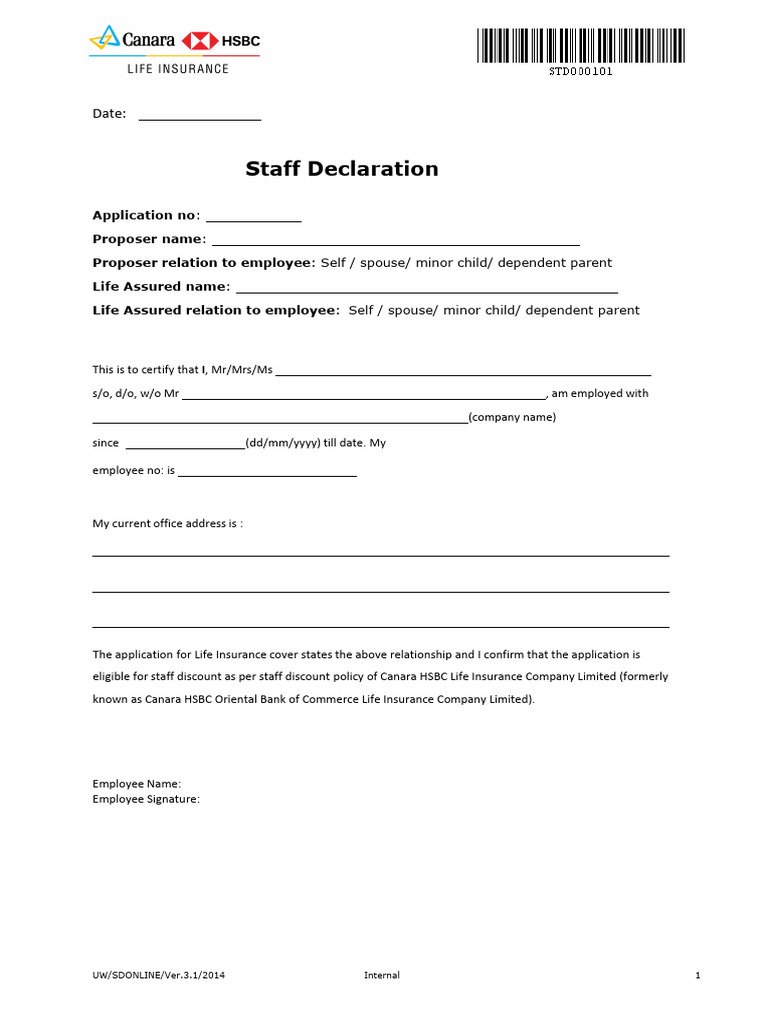 Staff Declaration Format - 230320 - 110723 | PDF