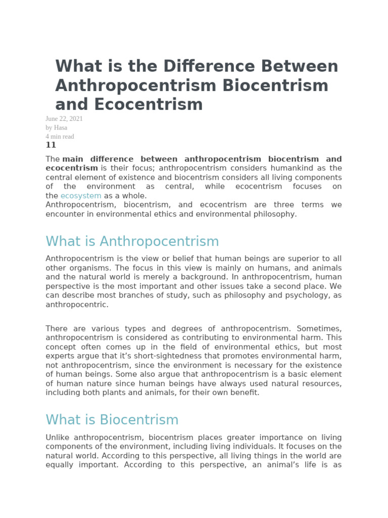 What Is The Difference Between Anthropocentrism Biocentrism and ... What Is The Difference Between Anthropocentrism Biocentrism and ...