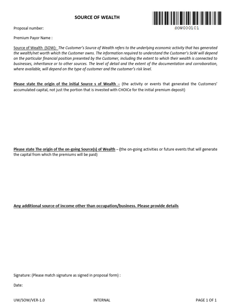 Source of Wealth Questionnaire | PDF | Finance & Money Management