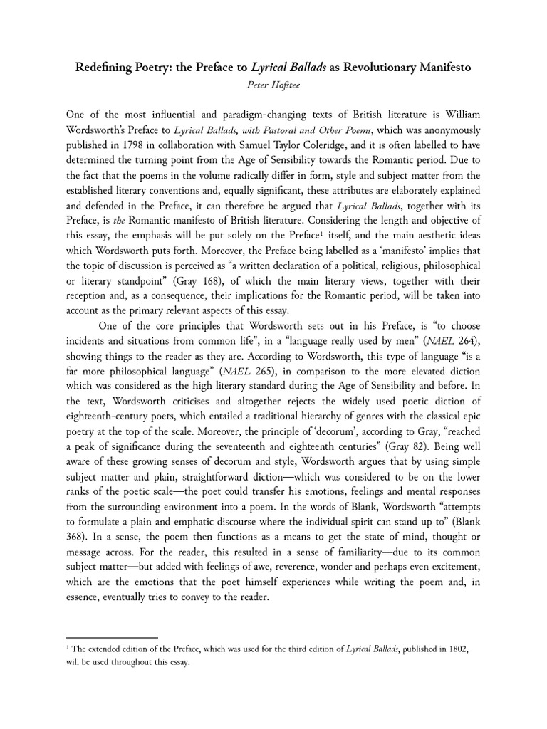 Redefining Poetry The Preface To Lyrical | PDF | Poetry | William ...