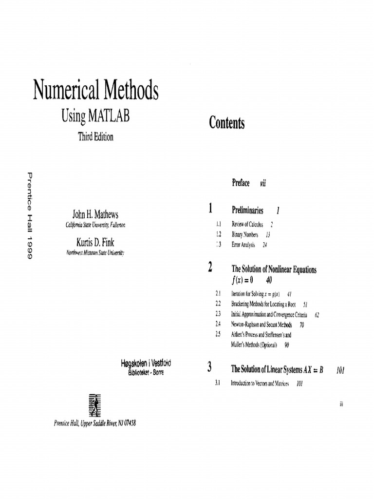 Mcgraw Hill Numerical Methods Using Matlab | PDF