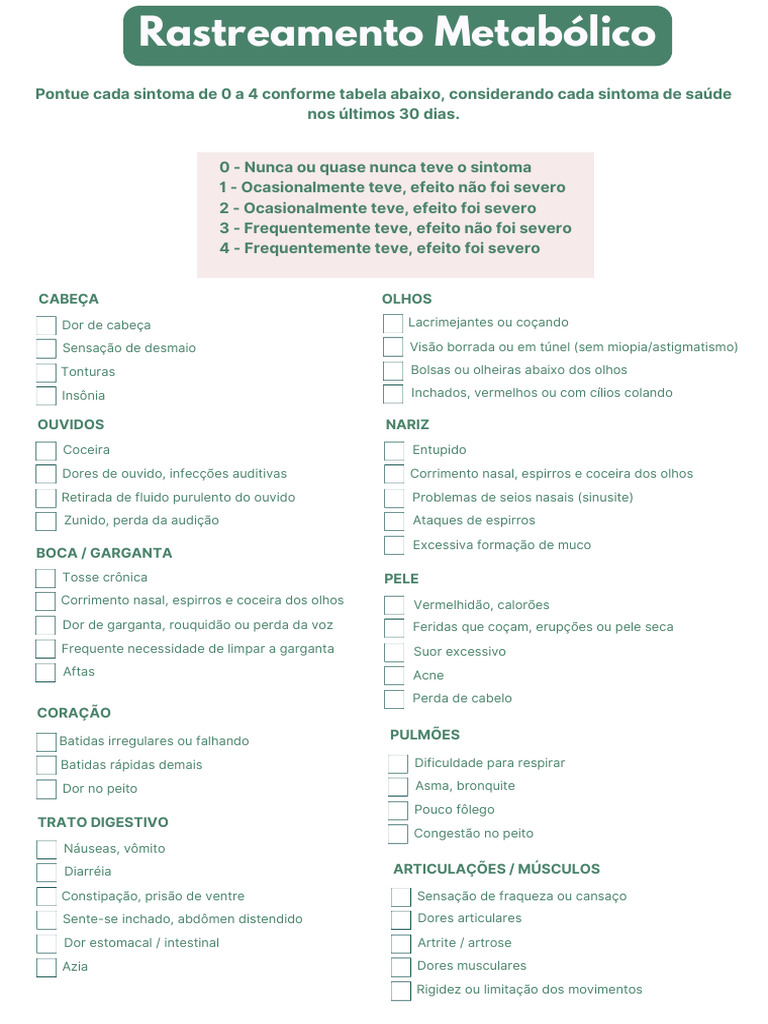 Rastreamento Metabólico | PDF | Dor | Tosse