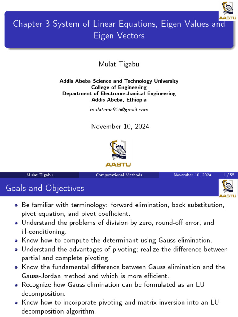 Linear Equations and Solution Methods | PDF | Eigenvalues And Eigenvectors | Matrix (Mathematics)