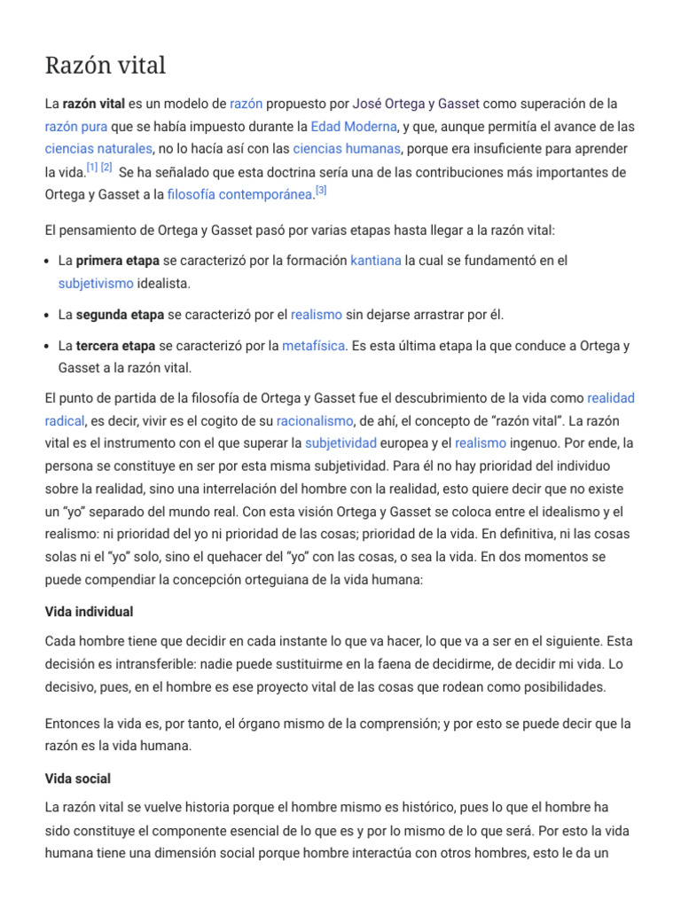 Razón Vital - Wikipedia, La Enciclopedia Libre | PDF | Razón | Realismo ...