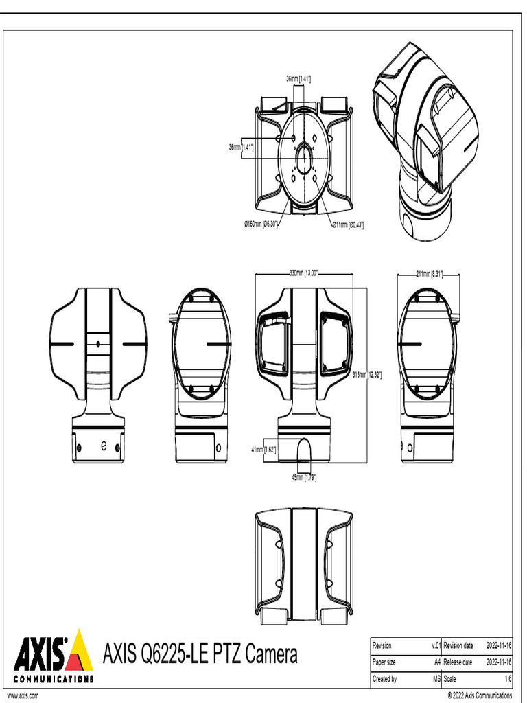 Dimension Drawing Axis q6225 Le PTZ Camera en US 382943 | PDF
