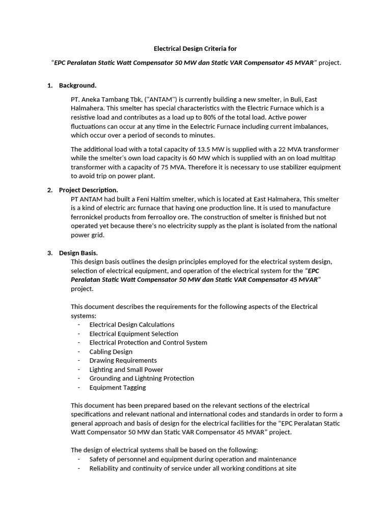 Electrical Design Criteria Feedback R2 | PDF | Electrical Wiring ...