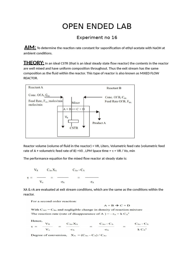 Naseee Open Ended Lab CRE | PDF | Chemical Reactor | Titration
