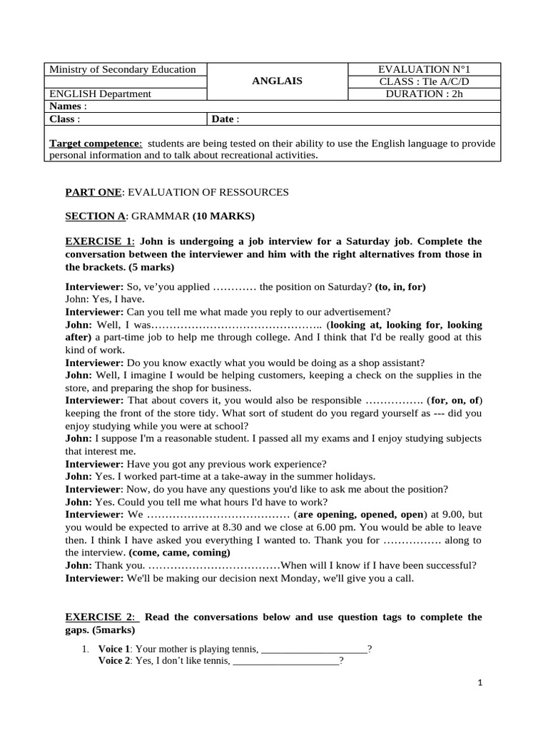 CA No1 Tle 2023 2024 | PDF