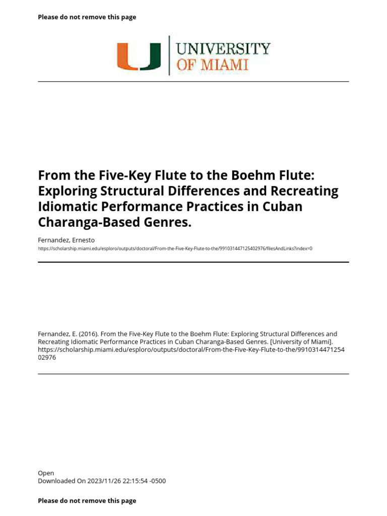 From The Five-Key Flute To The Boehm Flute - Exploring Structural ...