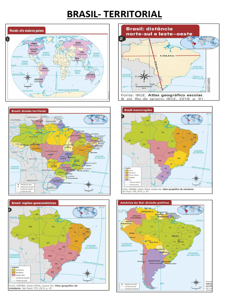 Leitura de Mapas - Brasil Territorial - Dimensões | PDF