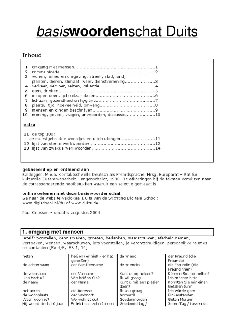 Basiswoordenschat Duits | PDF