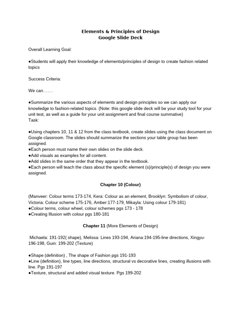 Design Elements for Fashion Projects | PDF