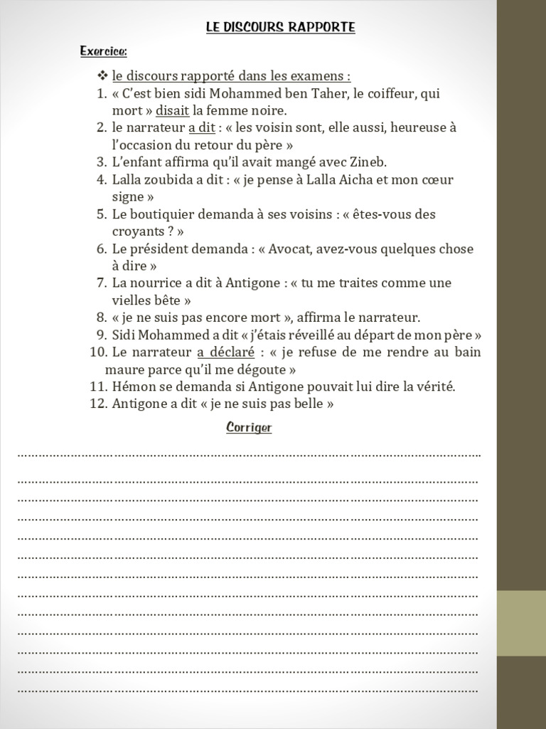 Exemples de discours rapporté en français | PDF