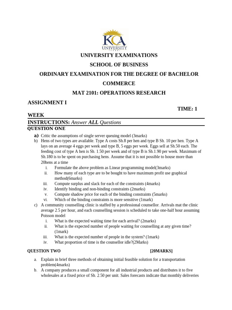 MAT 2101 ASSIGNMENT 1 (1) | PDF | Applied Mathematics