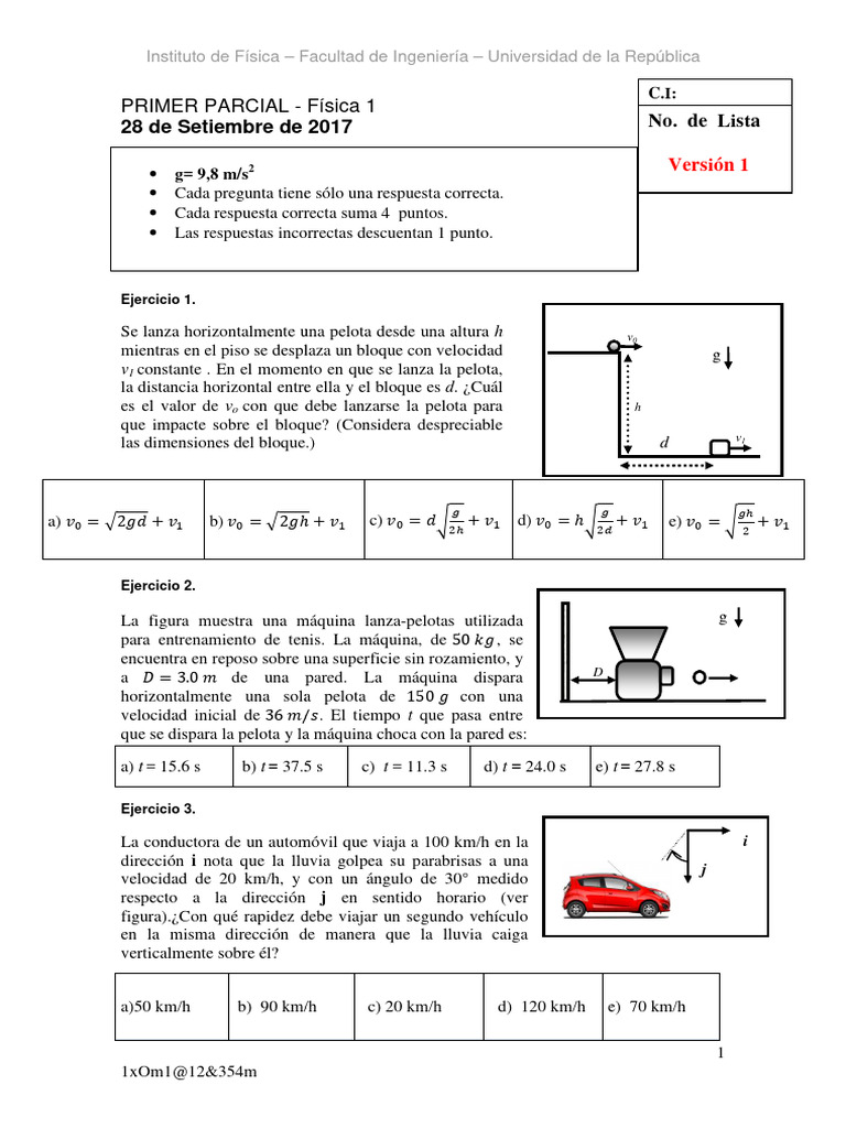 Primer Parcial Segundo Semestre 2017 - Letra y Soluciones | PDF ...