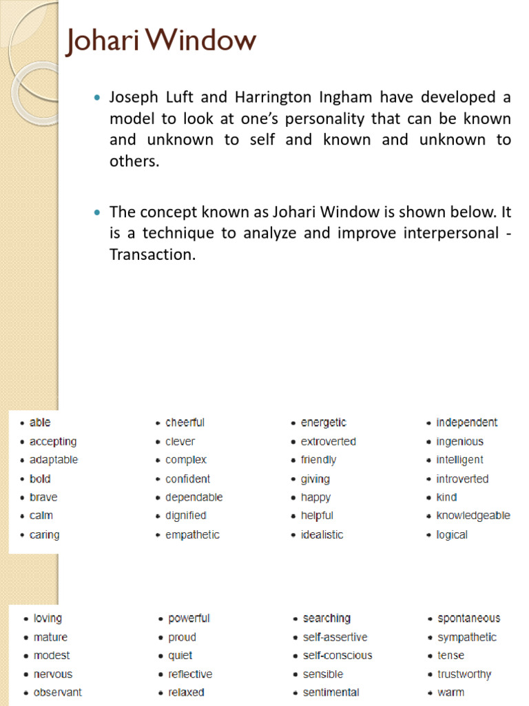 Johari Window | PDF