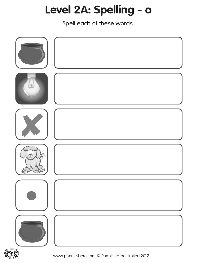 Level 2A Spelling Practice: 'o' Words | PDF