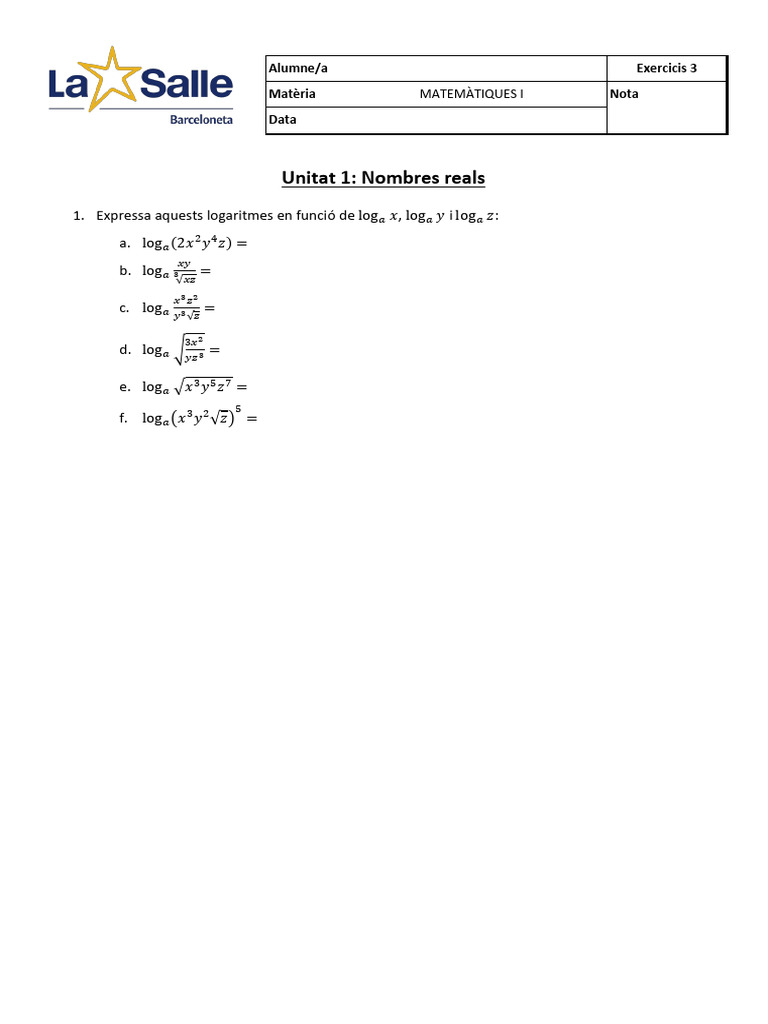 MAT I - Exercicis 3 - Nombres Reals | PDF