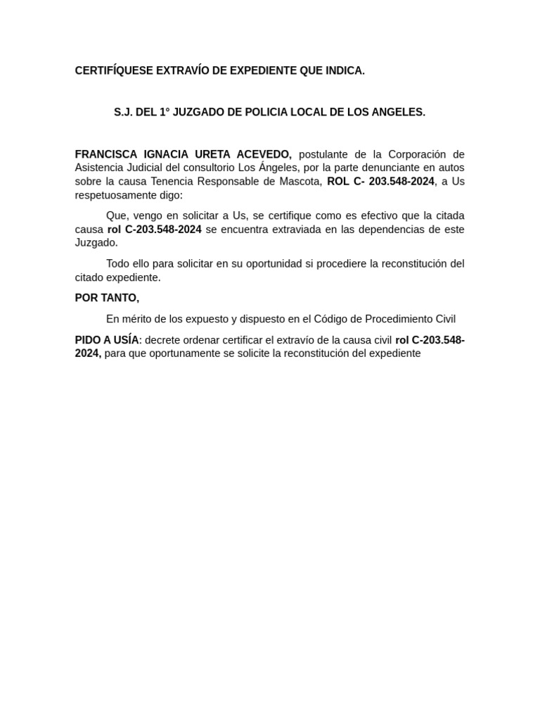 Certifíquese Extravío de Expediente Que Indica | PDF