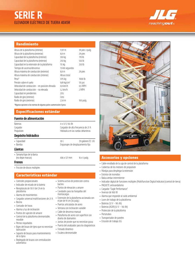 Elevador Eléctrico JLG 4045R Especificaciones | PDF