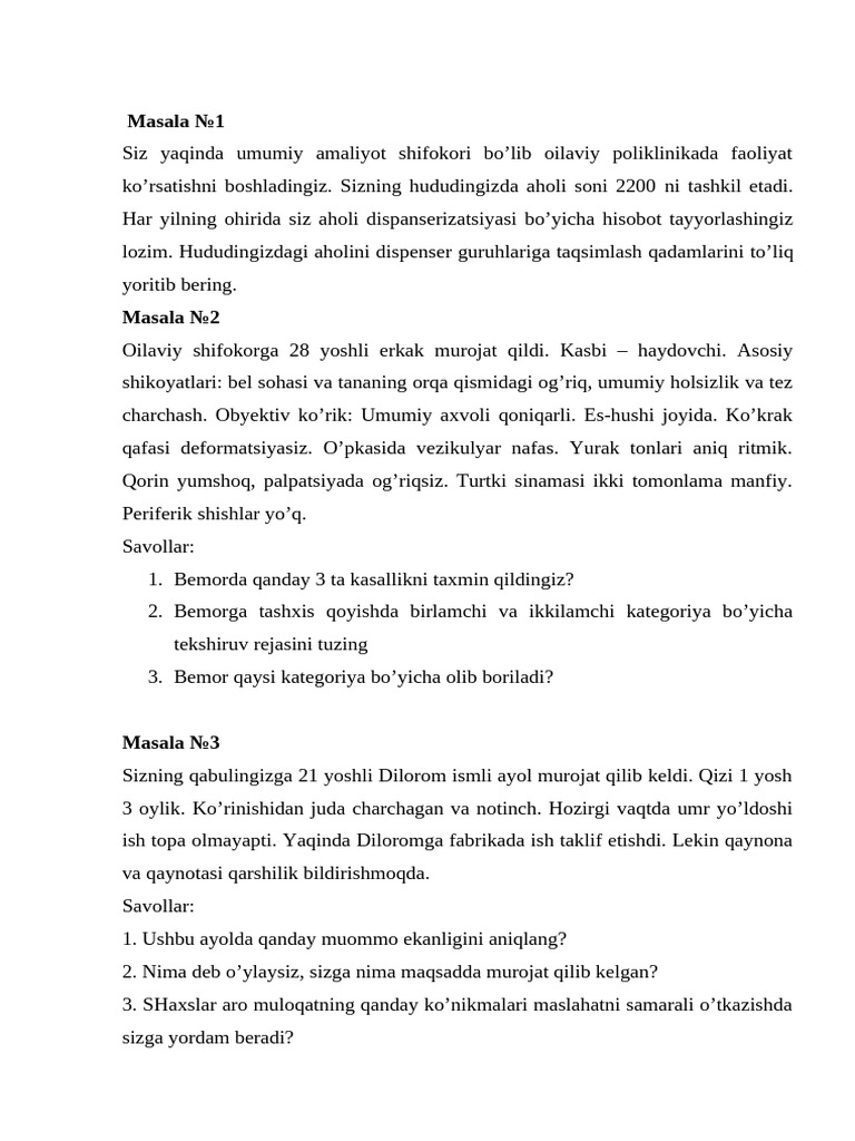 1 Dars Vaziyatli Masalalar | PDF