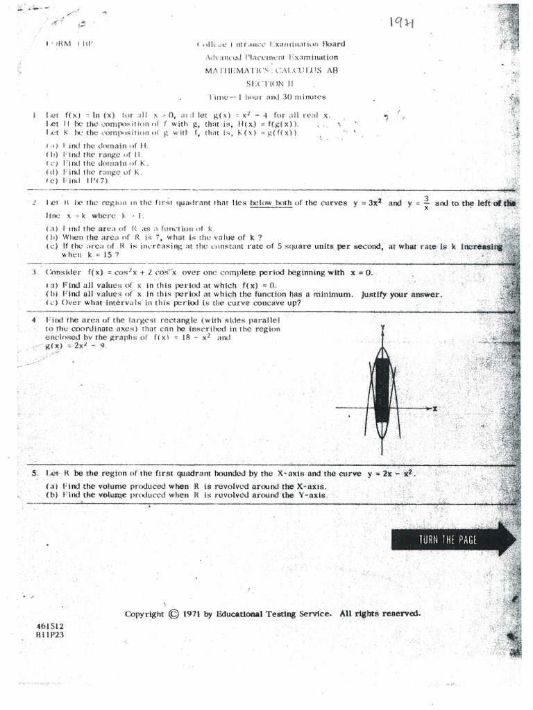 AP Calculus AB 1971 PAPER | PDF