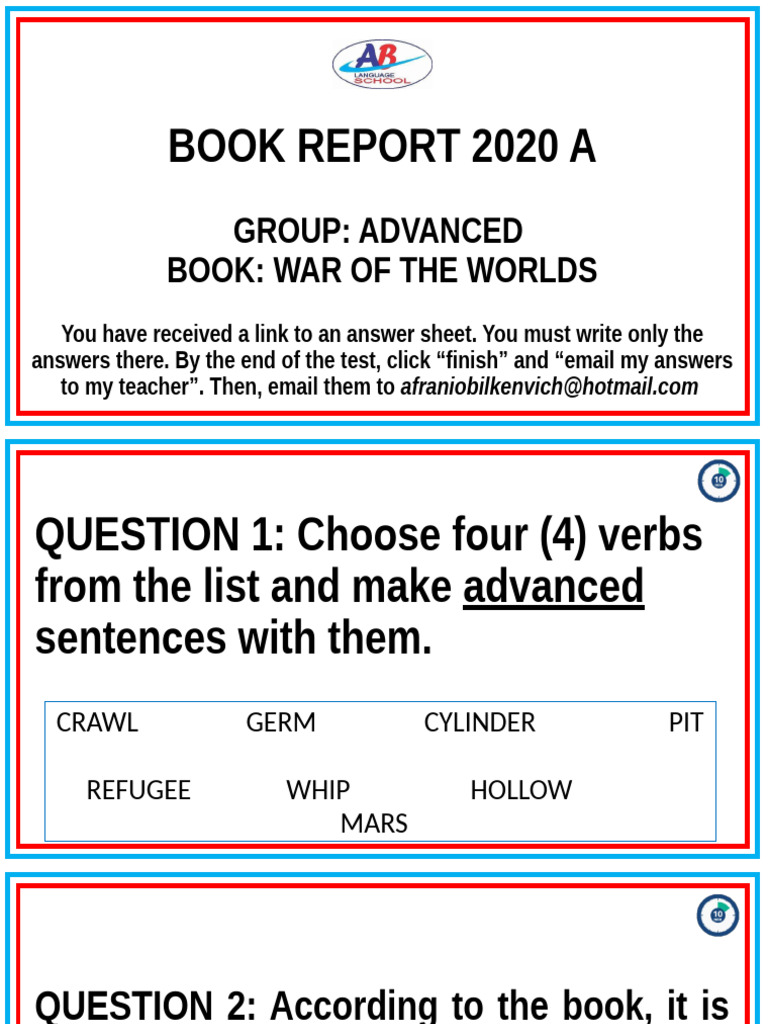 War of The Worlds - Test | PDF | General Fiction