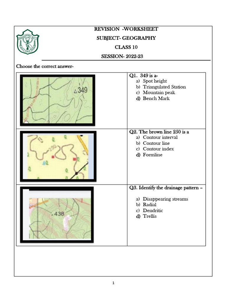 Worksheet On Topomap and Map | PDF | Physical Geography | Hydrology