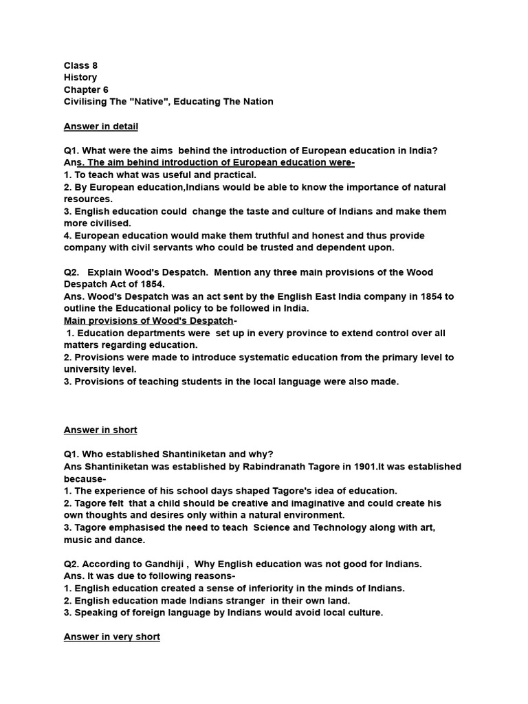 Class 8 History CH 6 Term 1 (2023-24) | PDF | English Language