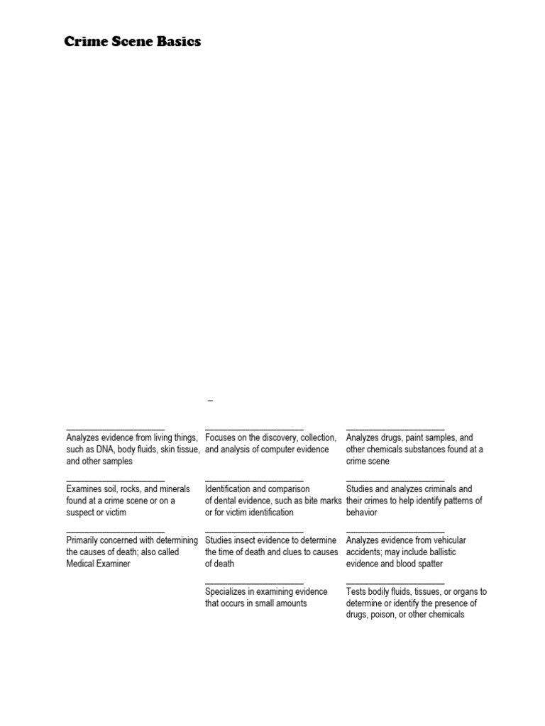 Crime Scene Basics Notes | PDF | Crime Scene | Forensic Science