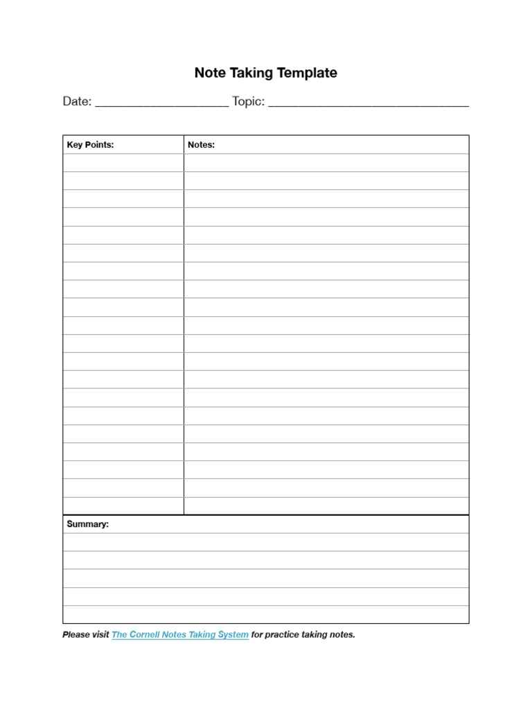 Note Taking Template | PDF