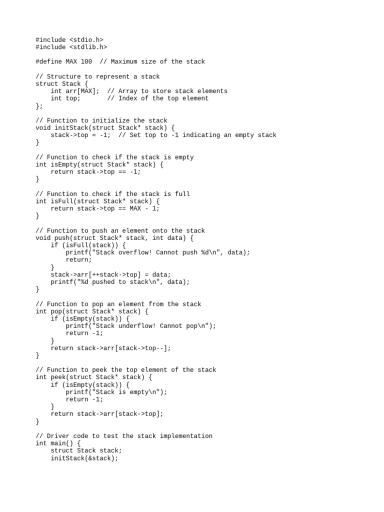 Stack Using Array | PDF Stack Using Array | PDF