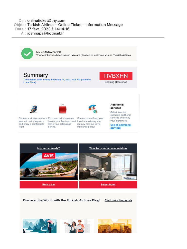 Turkish Airlines - Online Ticket - Information Message | PDF | Credit ...