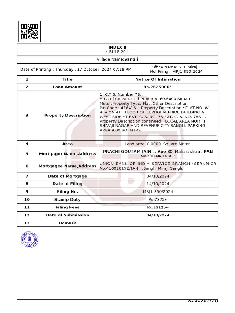 Index 2 Property Document for Maharashtra | PDF