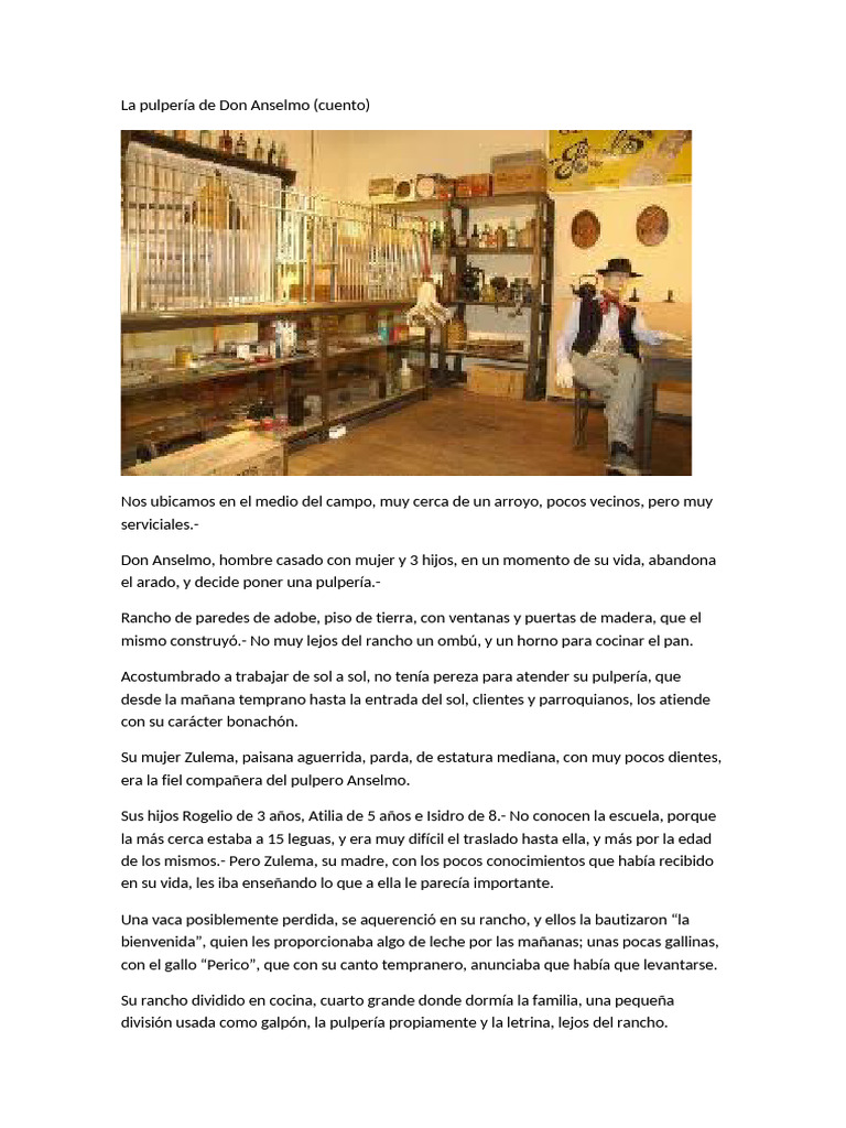 La pulpería de Don Anselmo: cuentos gauchescos | PDF