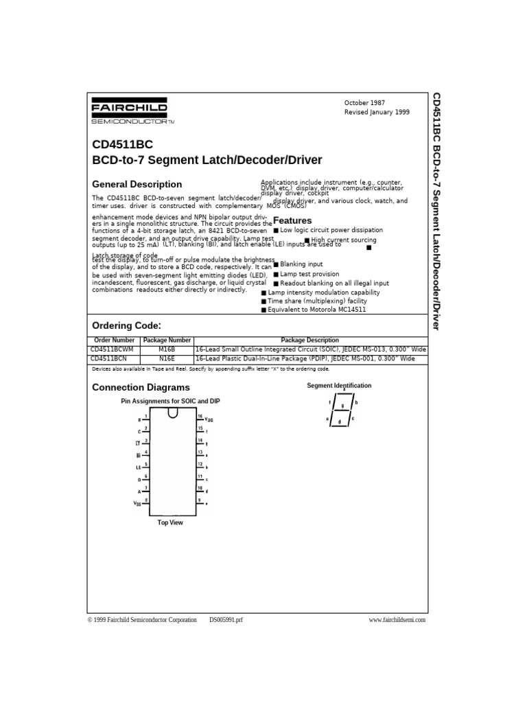 CD4511BC | PDF | Cmos | Electrical Circuits
