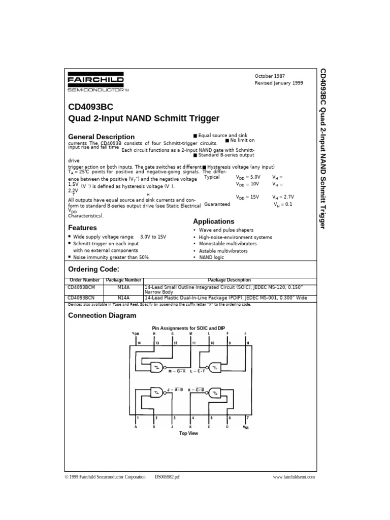CD4093BC | PDF | Manufactured Goods | Electrical Components