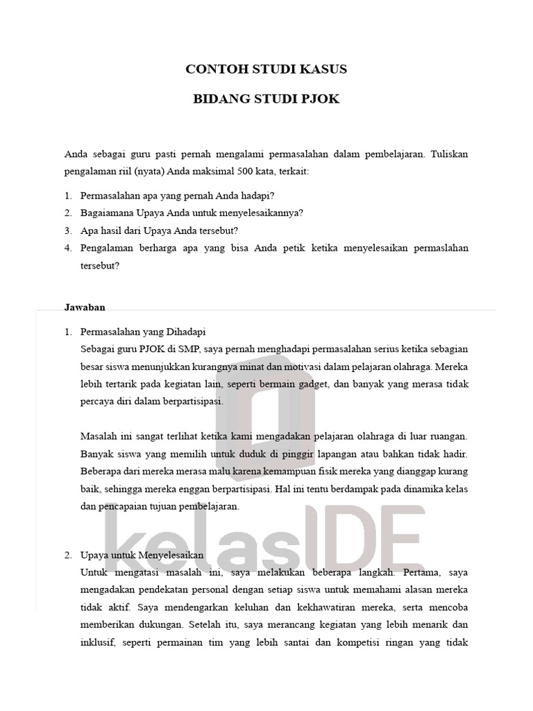 Contoh Studi Kasus Pjok | PDF