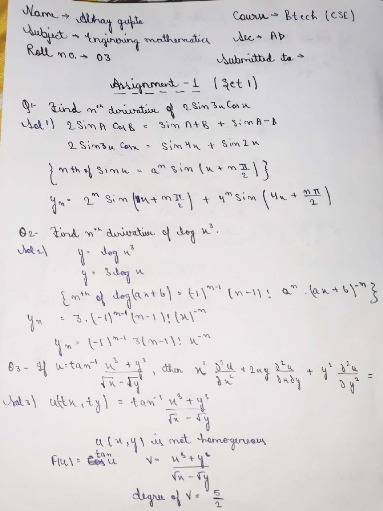 Maths Assignment 1 - Compressed | PDF