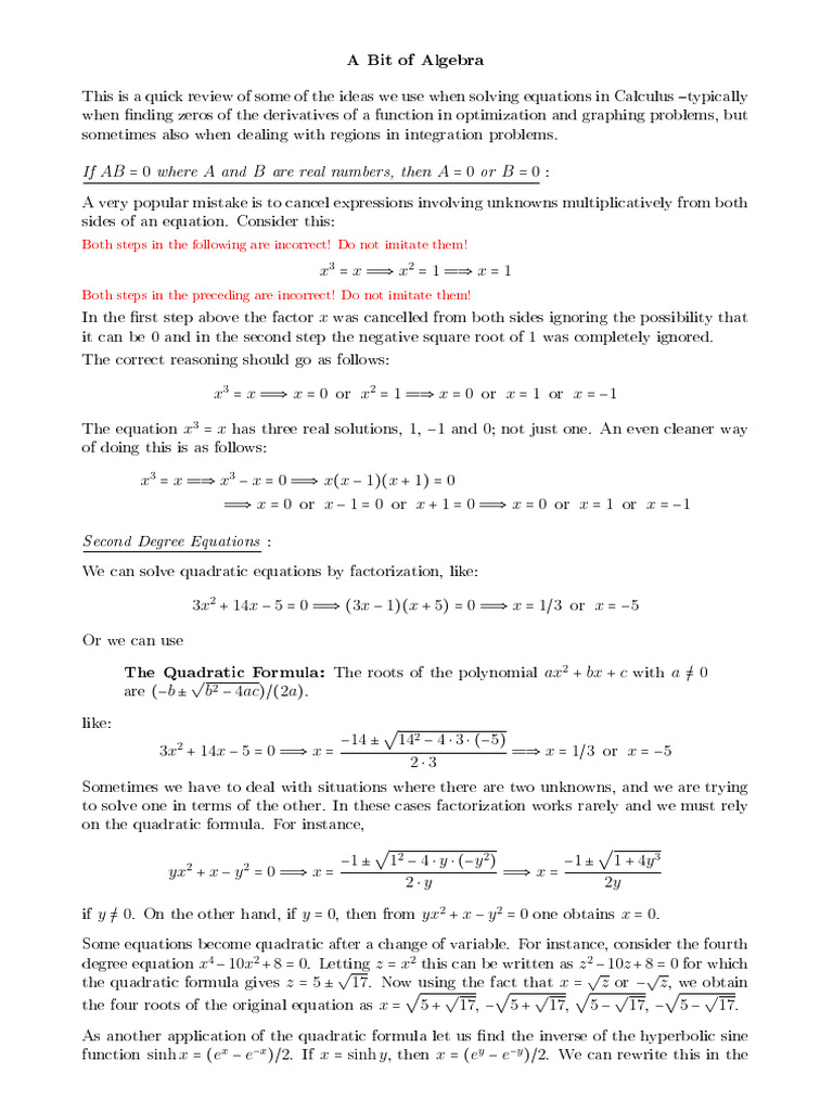 abitofalgebra | PDF | Quadratic Equation | Factorization