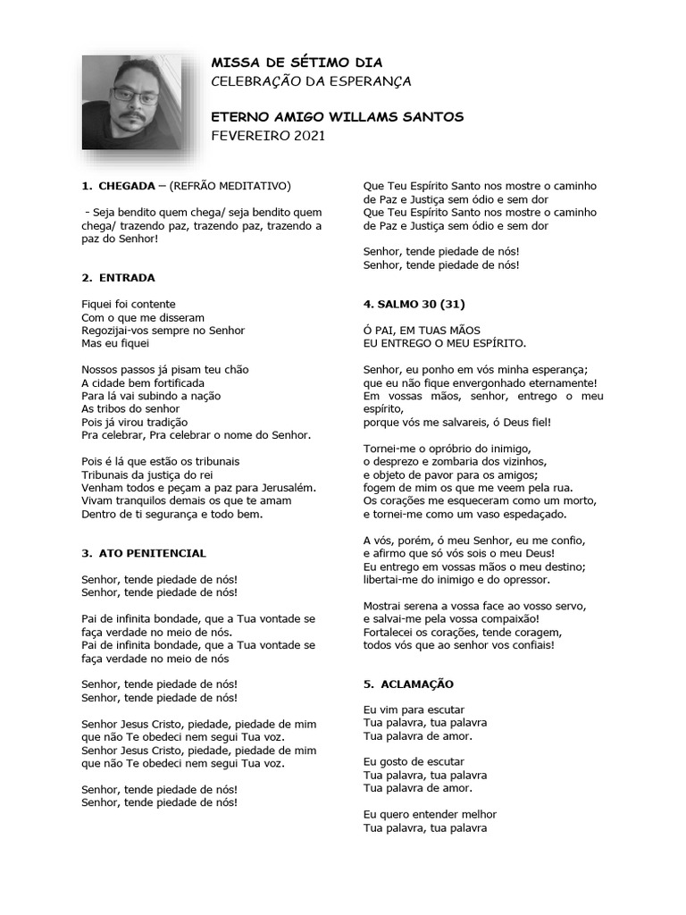 Missa de SÃ©timo Dia - 24 Fev 2021 | PDF | Eucaristia | Amor