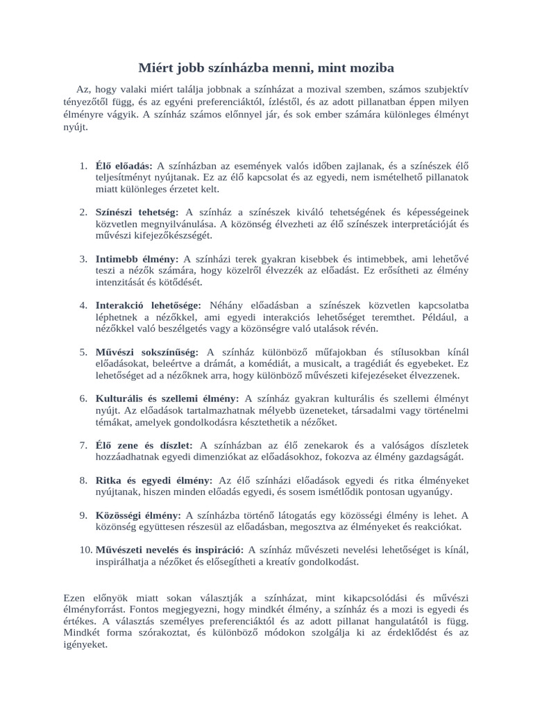 Miért Jobb Színházba Menni | PDF