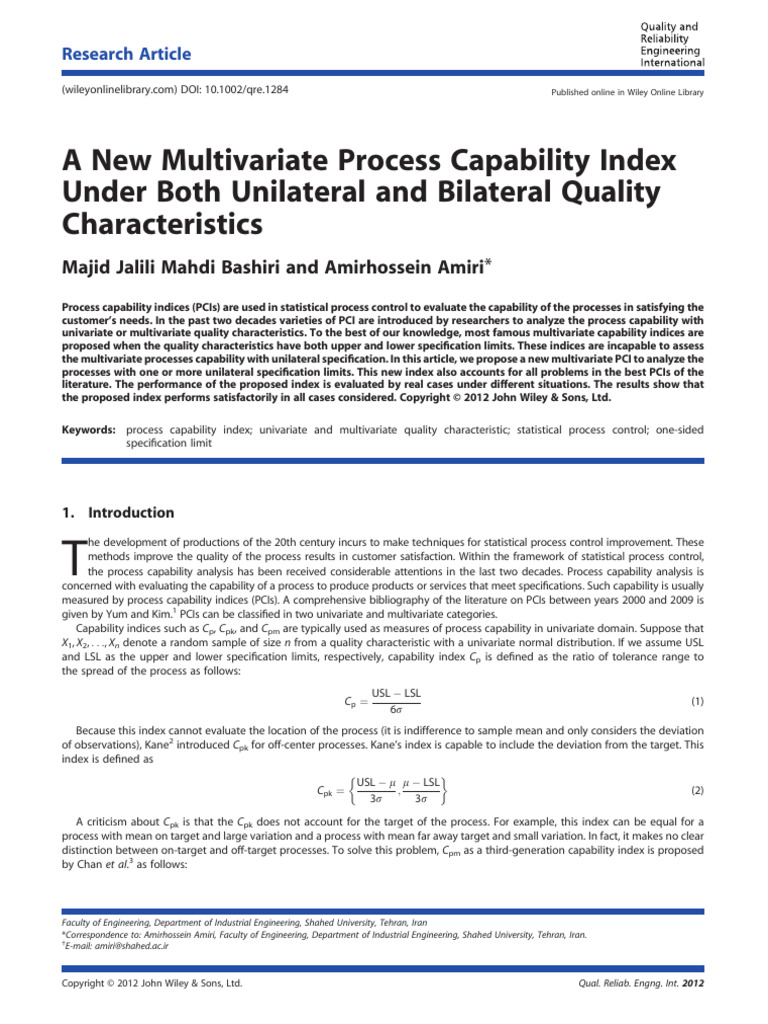 A New Multivariate Process Capability in | PDF | Variance | Covariance