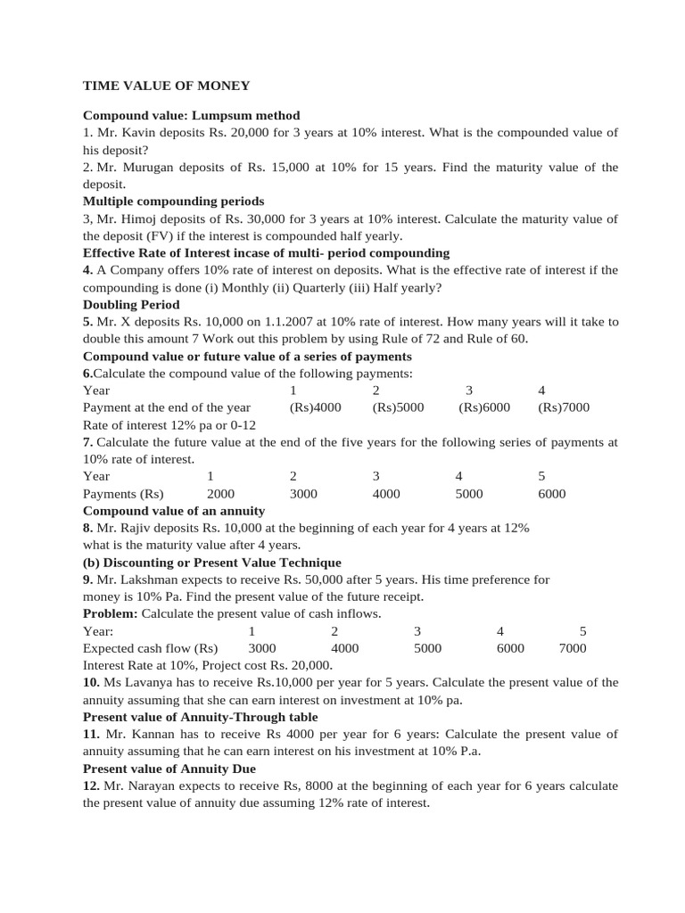 Time Value of Money - Problems | PDF | Time Value Of Money | Present Value