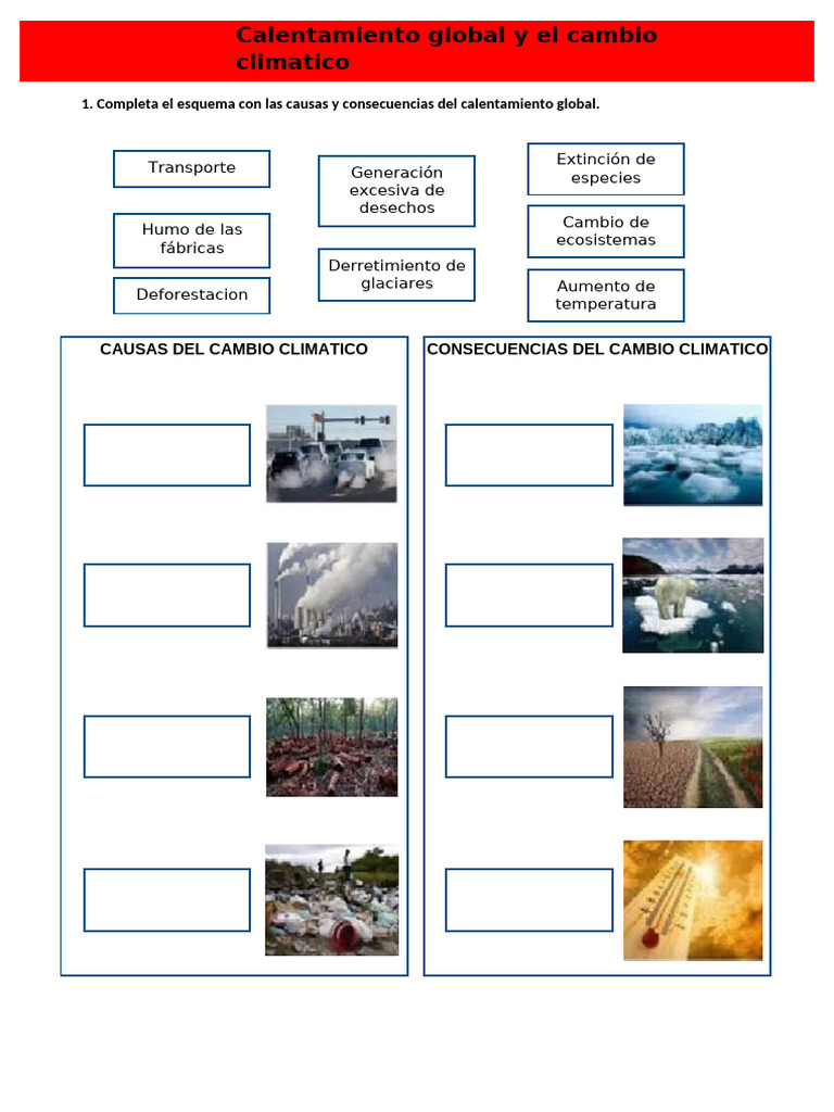 Ficha de Calentamiento Global | PDF | Gases de efecto invernadero | Cambio climático